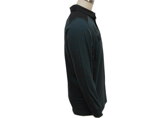 Button Down Long Sleeve Mens Polo T Shirts Stand Up Polo Collar T Shirt supplier