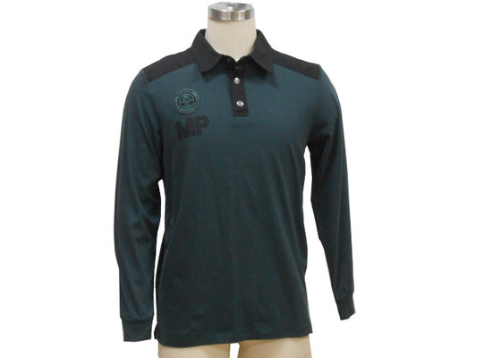 Button Down Long Sleeve Mens Polo T Shirts Stand Up Polo Collar T Shirt supplier