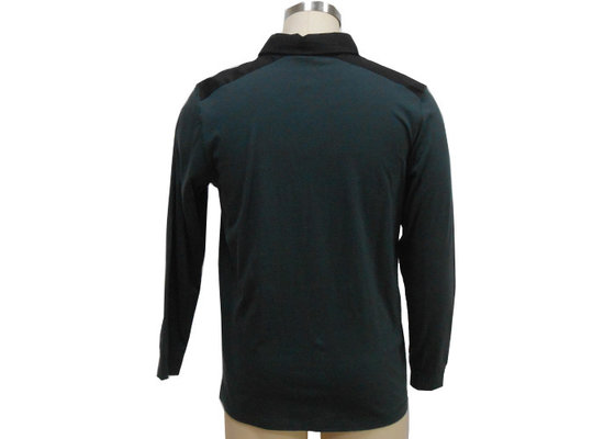 Button Down Long Sleeve Mens Polo T Shirts Stand Up Polo Collar T Shirt supplier