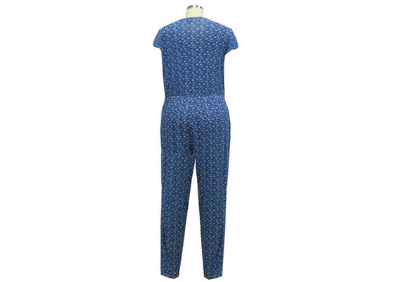 Lotus Leaf Sleeve Womens Jumpsuit Pajamas , Elegant One Piece Romper Pajamas supplier