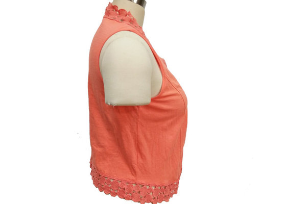 V Neck Ladies Tank Tops Sleeveless Short Cardigan Vest Fashion Lace Crochet supplier
