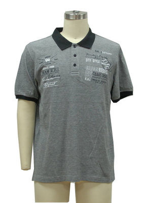 Grey Melange All Cotton Mens Polo T Shirts / Guys Polo Shirts 48 / 50 / 52 Sizes supplier