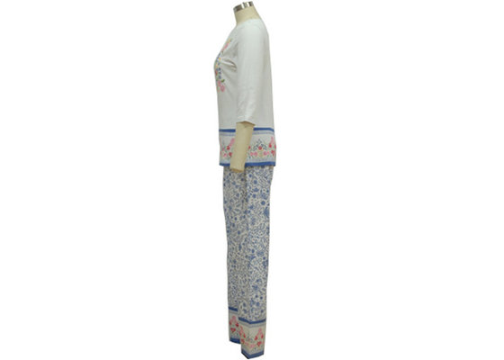Round Neck Adult / Ladies Pajama Sets Sleeping Clothes With Long Bottoms OEM Service supplier