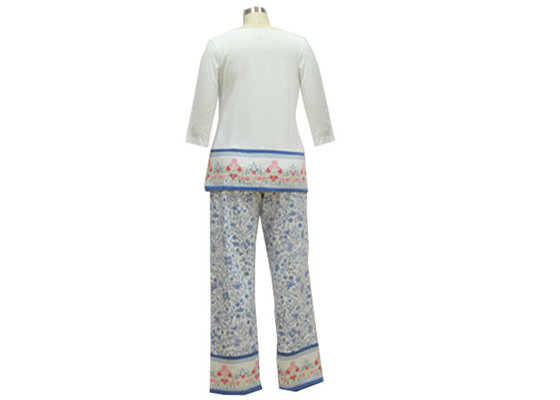 Round Neck Adult / Ladies Pajama Sets Sleeping Clothes With Long Bottoms OEM Service supplier