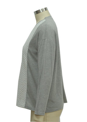 Custom Branded Shirt V-neckline Front Lace Mesh Melange Fabric Normal Size Blend Fabric supplier