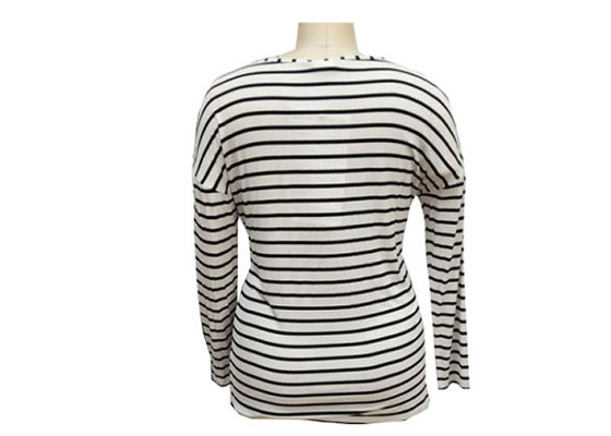 Ladies Yarn Dye Shirt  Ladies Long Sleeves Shirt Round-neckline Rayon Elastane Fabric Sequin Decoration supplier