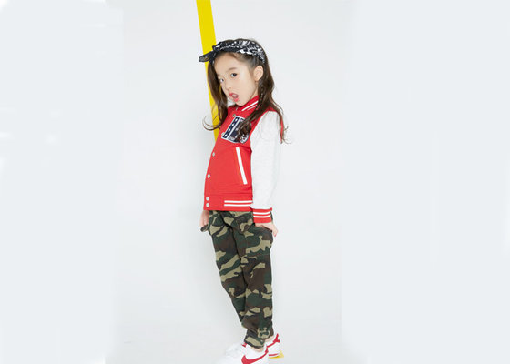 Spring / Fall Kids Girls Clothes Children'S Baseball Jackets Fashion Rubber Print supplier