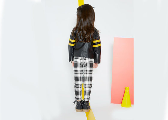 Classical Kids Girls Clothes Girl Fashion Suit Black And White Grid Stripe Pattern supplier