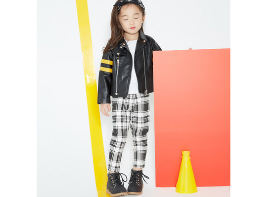 Classical Kids Girls Clothes Girl Fashion Suit Black And White Grid Stripe Pattern supplier