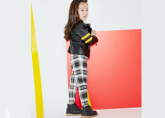 Classical Kids Girls Clothes Girl Fashion Suit Black And White Grid Stripe Pattern supplier