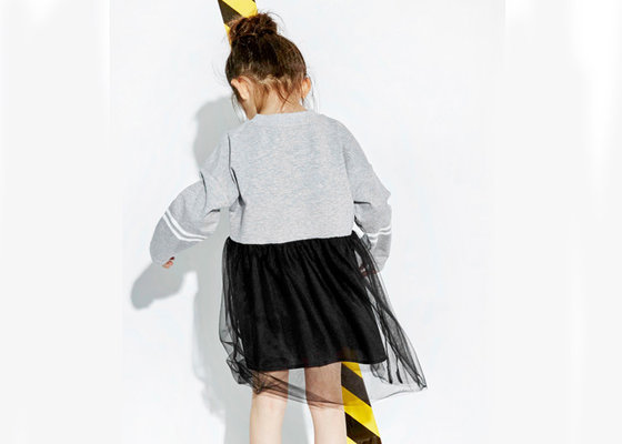 Latest Kids Girls Clothes Number Printing Mesh Stitching Girls Winter Dresses supplier