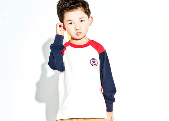 Cute Patched Kids Boys Clothes French Terry Sweatshirt Breathable Anti Wrinkle supplier