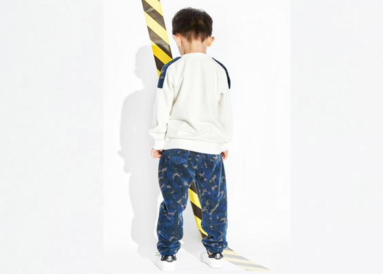 White Top Boys Party Clothes , 100 Polyester Boys Sweat Suits Pant And Shirt supplier