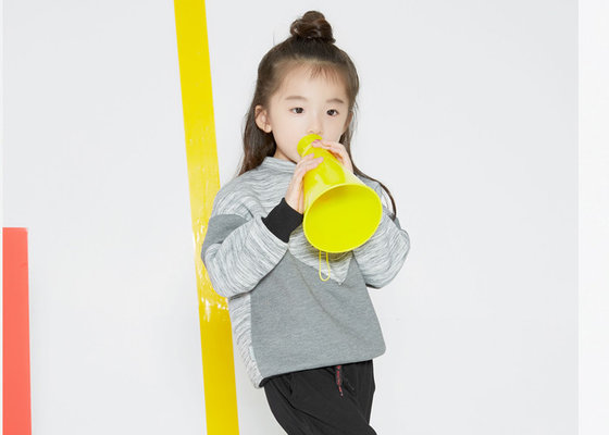 Patched Design Girls Hooded Pullover , Girls Winter Clothes Double Faced Scuba supplier