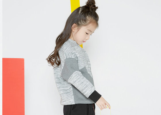 Patched Design Girls Hooded Pullover , Girls Winter Clothes Double Faced Scuba supplier