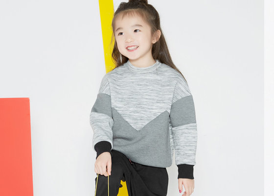 Patched Design Girls Hooded Pullover , Girls Winter Clothes Double Faced Scuba supplier