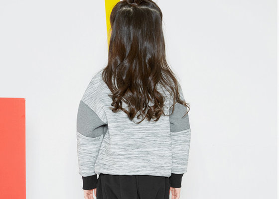 Patched Design Girls Hooded Pullover , Girls Winter Clothes Double Faced Scuba supplier