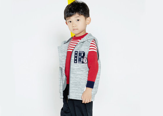 100% Cotton Boys Baseball Jacket  , Zippered Boys Sleeveless Hoodie With Two Pocket supplier