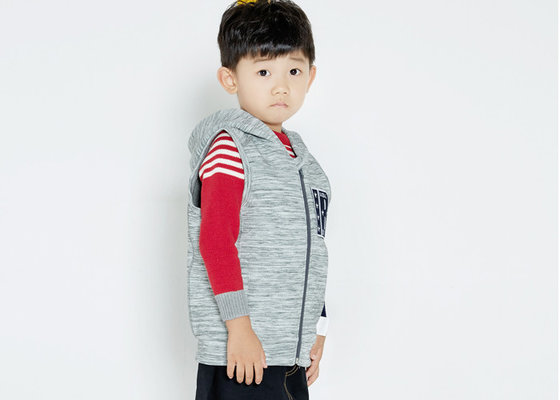 100% Cotton Boys Baseball Jacket  , Zippered Boys Sleeveless Hoodie With Two Pocket supplier