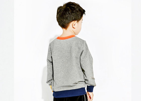 Colourful Rib Teen Kids Boys Clothes Round Neck Gray Sweater For Autumn supplier