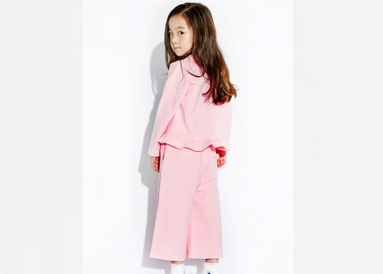 Pretty Cotton Little Girls Sleepwear Set , Girls Sweat Suits Petal Shaped Hem supplier