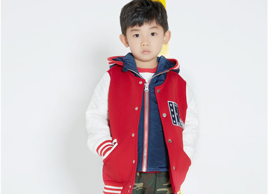 Comfortable Kids Boys Clothes Children'S Baseball Jackets Patched EMB Contrast Rib Cuffs supplier