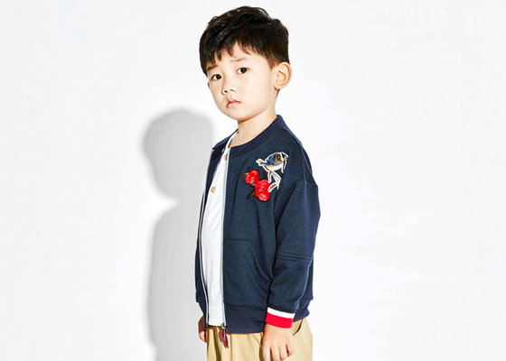 Boys Cardigan Sweater With Cotton Lining , Full Open Boys Zip Front Hoodie supplier