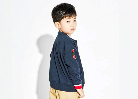 Boys Cardigan Sweater With Cotton Lining , Full Open Boys Zip Front Hoodie supplier