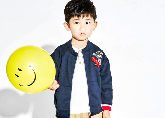 Boys Cardigan Sweater With Cotton Lining , Full Open Boys Zip Front Hoodie supplier