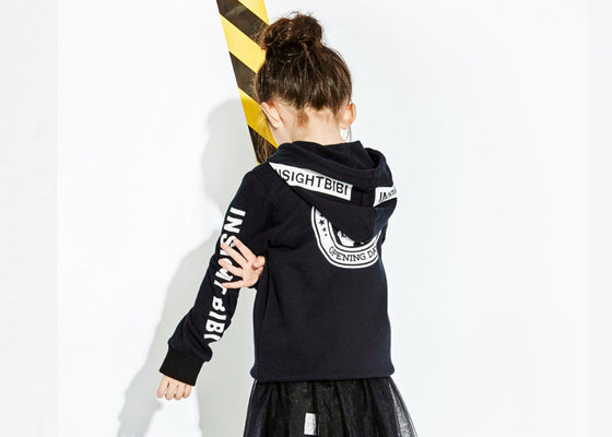 Trendy 100% Cotton Girls Fleece Hoodie , Casual Kids Cardigan Sweater supplier