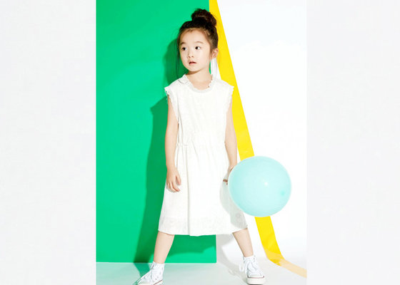 Sleeveless Little Girl Princess Dresses , Floral Jersey Girls Summer Dresses supplier