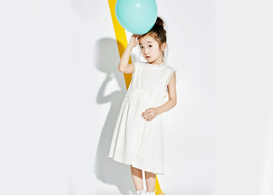Sleeveless Little Girl Princess Dresses , Floral Jersey Girls Summer Dresses supplier