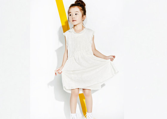 Sleeveless Little Girl Princess Dresses , Floral Jersey Girls Summer Dresses supplier