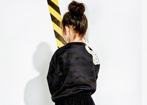 Fashion Scuba Kids Girls Clothes Girls Pullover Sweater With PU Wing Print supplier