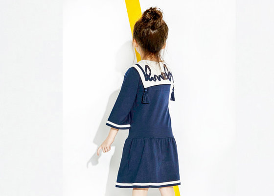 Pretty Cotton Size 4 Kids Girls Clothes Jersey 3 4 Sleeve Girls Fall Dresses With Pocket supplier