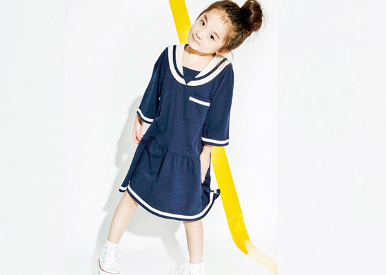 Pretty Cotton Size 4 Kids Girls Clothes Jersey 3 4 Sleeve Girls Fall Dresses With Pocket supplier