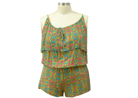 Soft Viscose Woven Ladies Casual Jumpsuits One Piece Romper Shorts With Tow Layer Top supplier