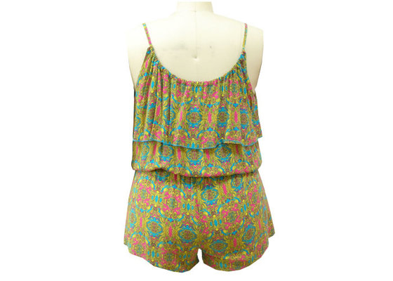 Soft Viscose Woven Ladies Casual Jumpsuits One Piece Romper Shorts With Tow Layer Top supplier