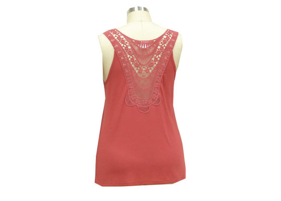 Hot Jersey U Neck Ladies Tank Tops With Big V Type Lace Sexy Customized Size supplier