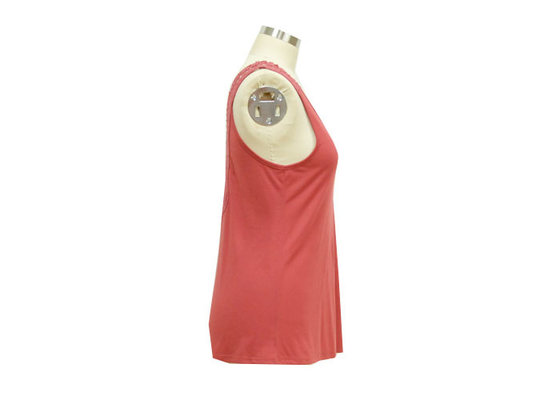 Hot Jersey U Neck Ladies Tank Tops With Big V Type Lace Sexy Customized Size supplier