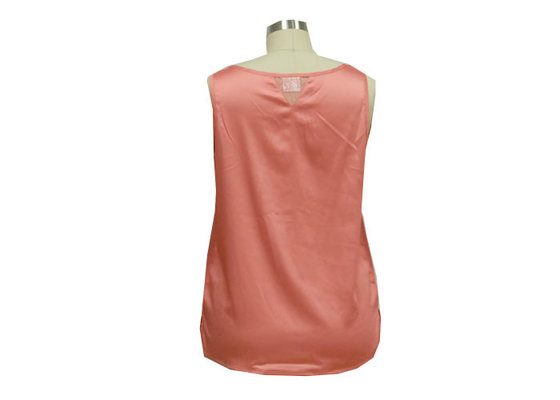 U Neck Satin Tank Top Plus Size , Strappy Camisole Tops Back Collar With Triangle Lace supplier