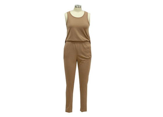 Comfortable Women'S Long Pant Romper , Jersey Casual Sleeveless Jumpsuit Round Neck supplier
