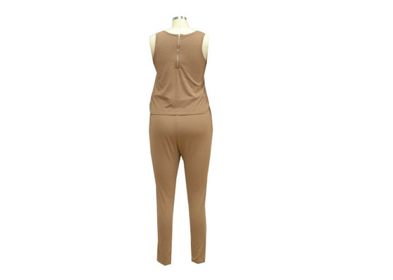 Comfortable Women'S Long Pant Romper , Jersey Casual Sleeveless Jumpsuit Round Neck supplier