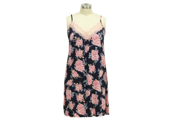 Pretty Womens Summer Nightgowns , Floral Slip Dress 95% Viscose Anti Pilling supplier