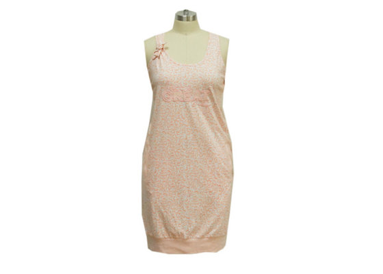 Patched Embroider Ladies Night Dresses Sleepwear Cami Maxi Dress Water Printing supplier