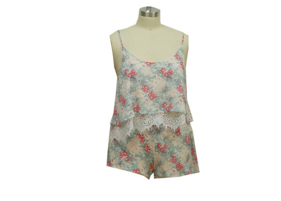 Crinckled Crepe Women'S Pajama Short Sets , Womens Summer Loungewear OEM Service supplier