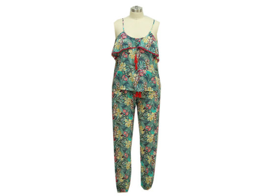 Soft Viscose Women'S Knit Loungewear , Petite Loungewear Sets Camisole And Long Pant supplier
