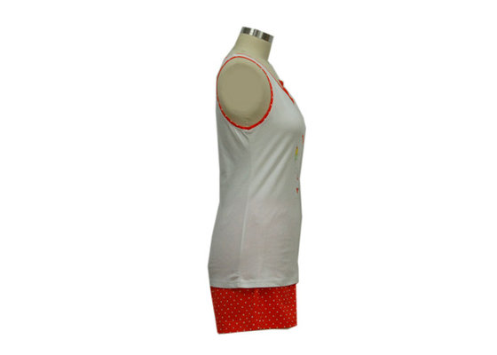 100% Cotton Ladies Loungewear Sets Cartoon Printing Sleeveless Top + Allover Print Shorts supplier