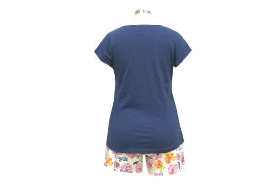 Leisure Ladies Loungewear Sets Solid Short Sleeve Top + Floral Shorts supplier