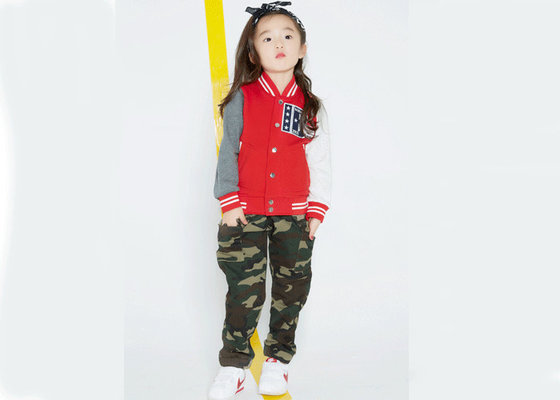 Spring / Fall Kids Girls Clothes Children'S Baseball Jackets Fashion Rubber Print supplier